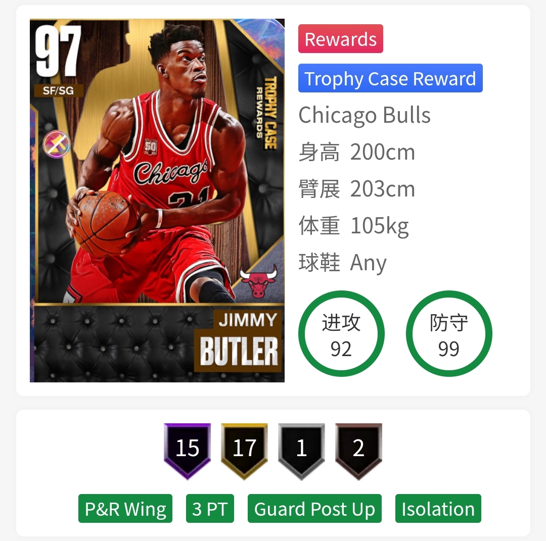 Jimmy Butler（SF/SG 97）数据一览-NBA 2K24游戏-光环助手网页版